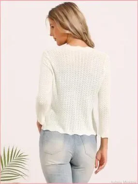 Sweaters | Crochet Tie Front Cardigan Bolero Shrug 34 Sleeve | Poshmark